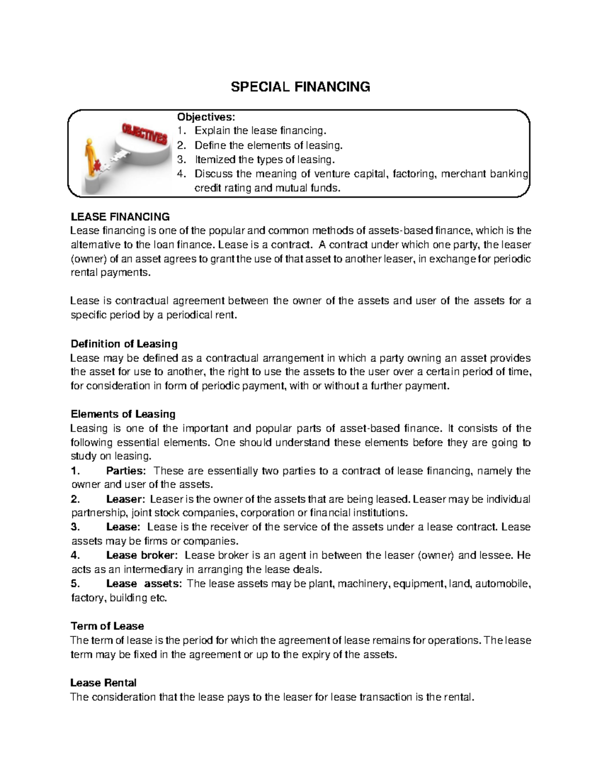 Special Financing Strategies in Finance Management (FIN 101) - Studocu