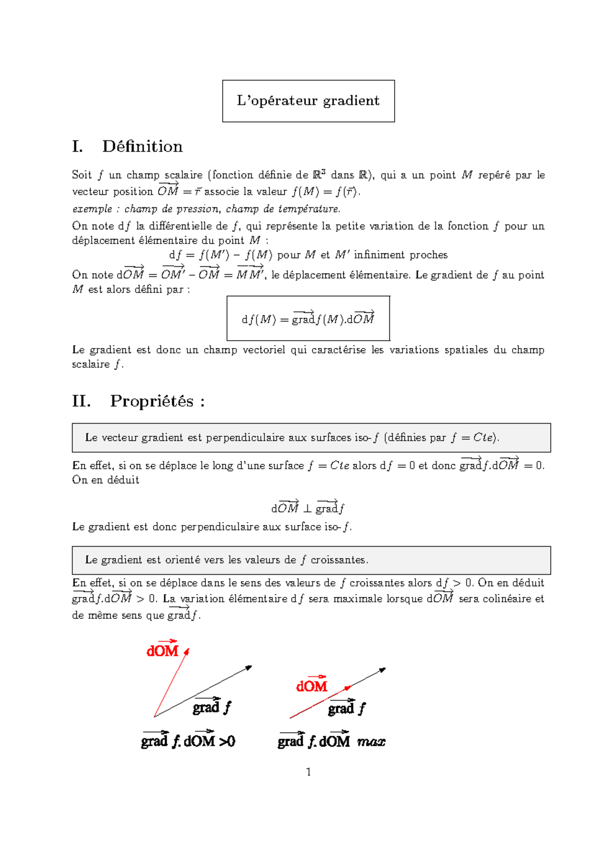 Gradient et Propriétés du Champ Scalaire en Mathématiques - Studocu