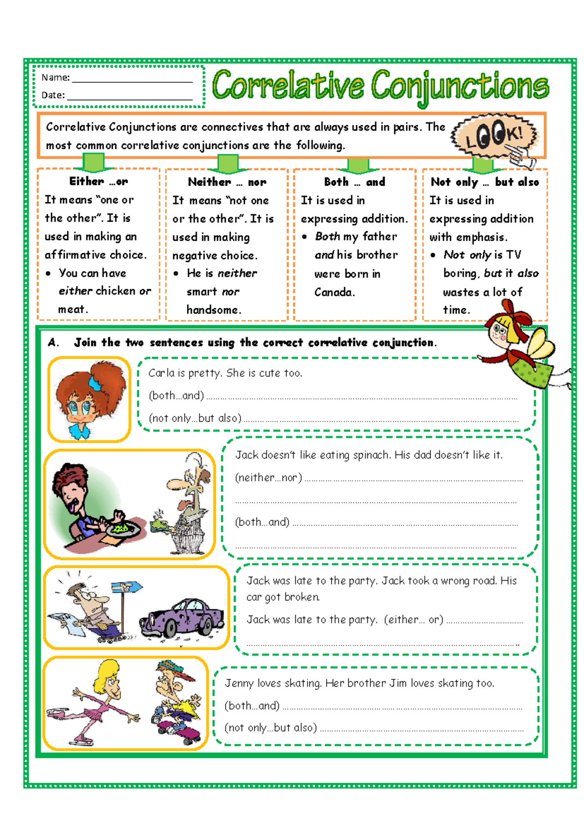 Correlative Conjunctions Workbook: Exercises and Answer Key for ENG101 ...