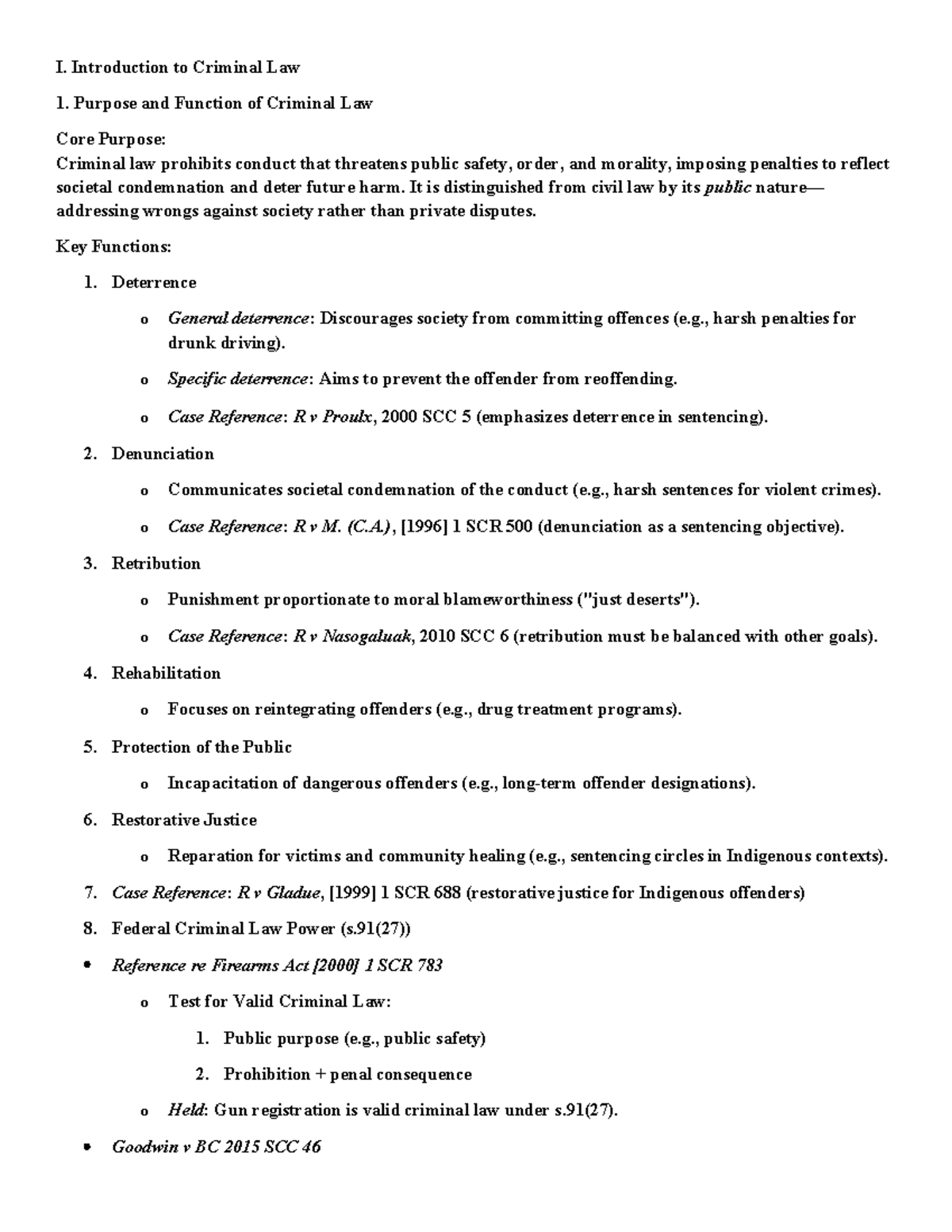 Criminal law - notes on purpose, functions, and key concepts - Studocu