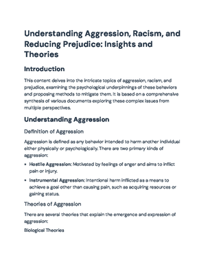 Comprehensive Study Guide: Aggression, Stereotyping, Prejudice ...