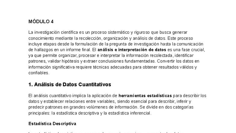 Modulo 4 - resumen - MÓDULO 4 La investigación científica es un proceso ...