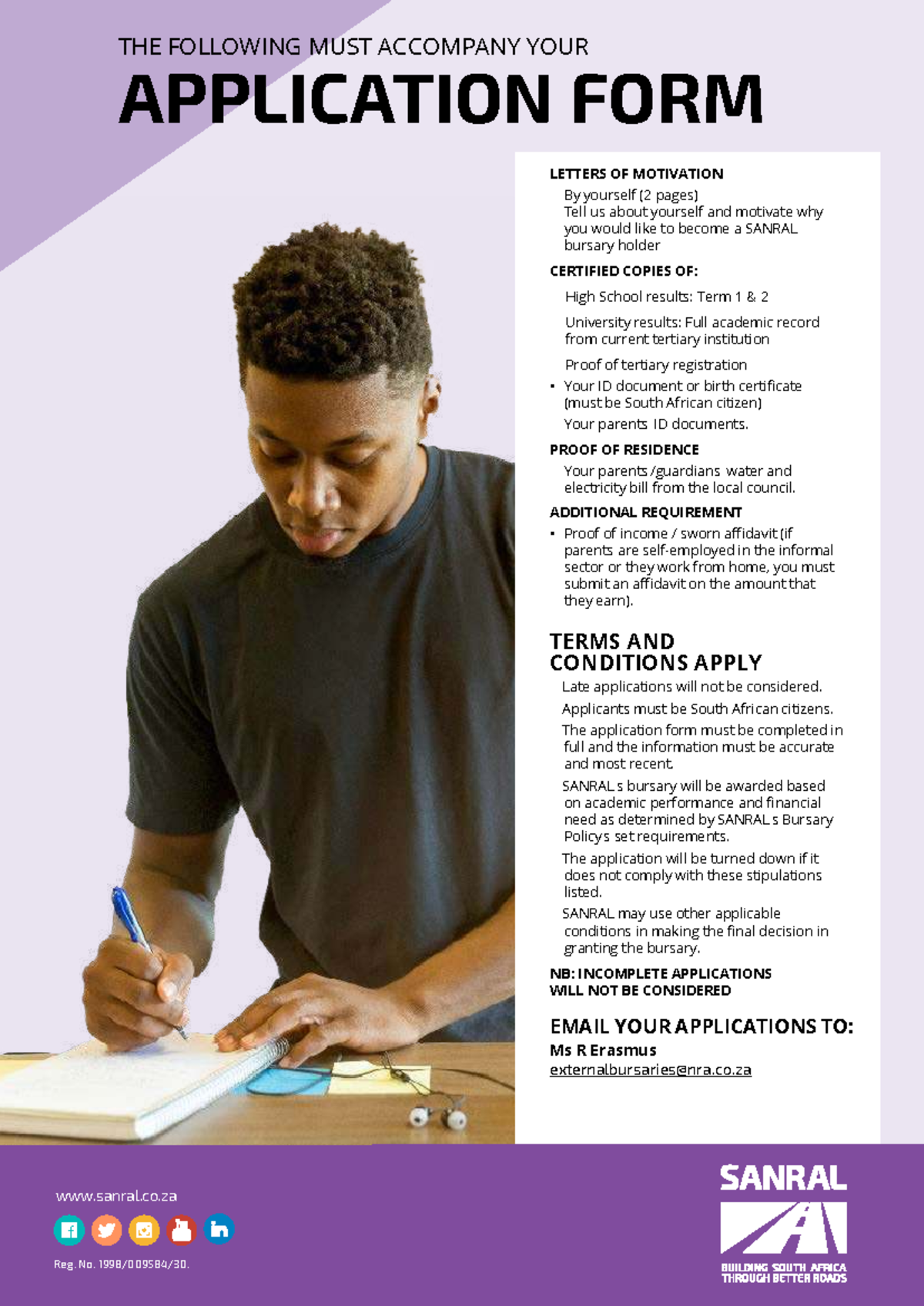 SANRAL External Bursary Application Form: Letters of Motivation - Studocu