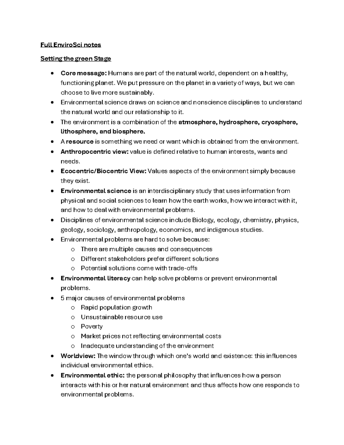 Comprehensive EnviroSci Notes: Understanding Our Planet's Challenges ...
