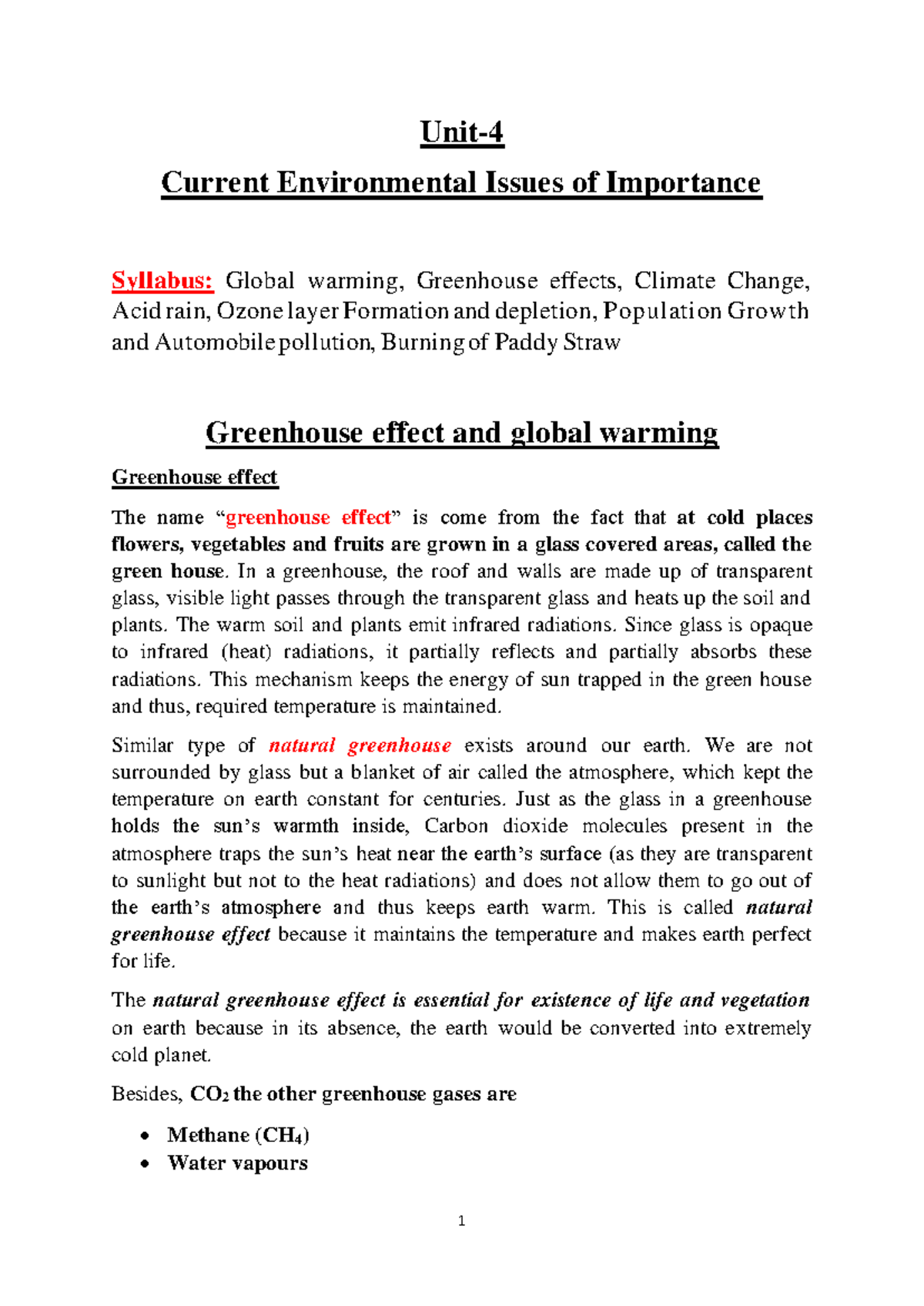 EVS Unit-4 Final Exam Notes: Current Environmental Issues - Studocu