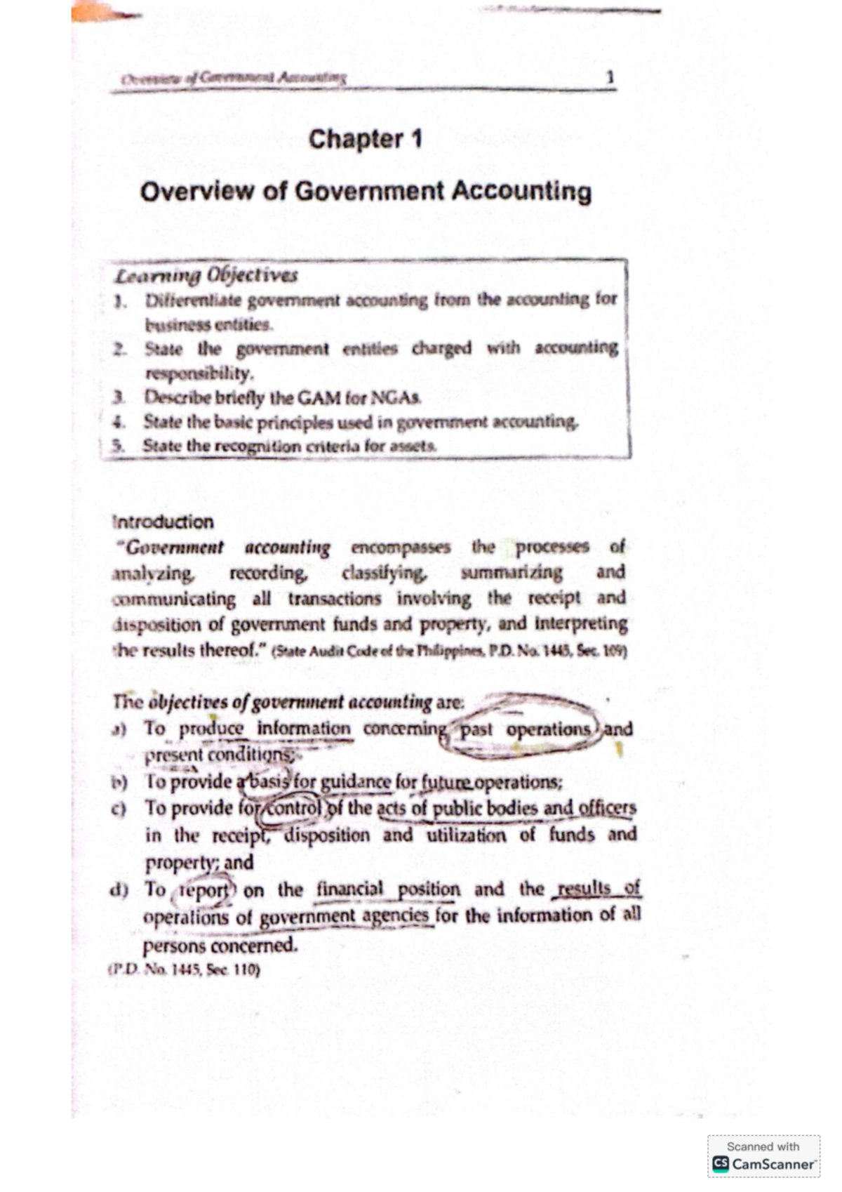 ACC 197 Chapter 1 - Overview of Government Accounting Principles - Studocu