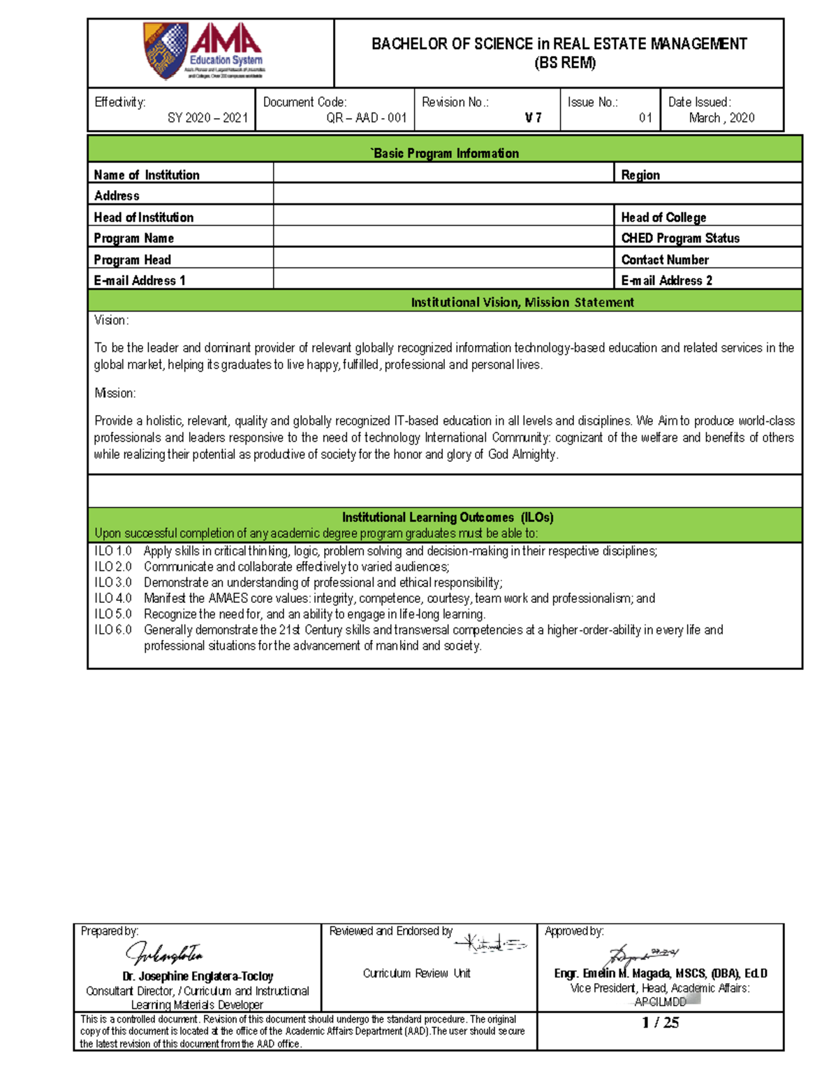 2021 Amaes OBE Bsrem V7 - afawrf - (BS REM) Effectivity: SY 2020 – 2021 ...