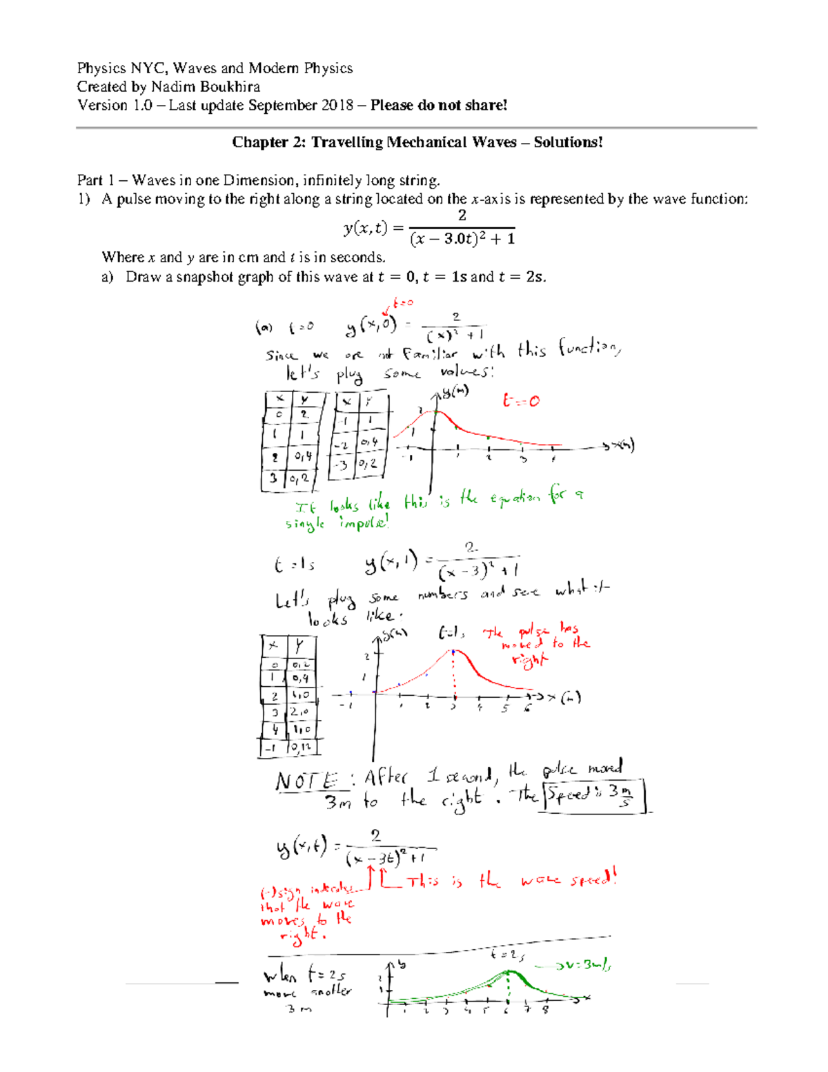 Problem Set 2 Trav waves Solutions - Physics NYC, Waves and Modern ...