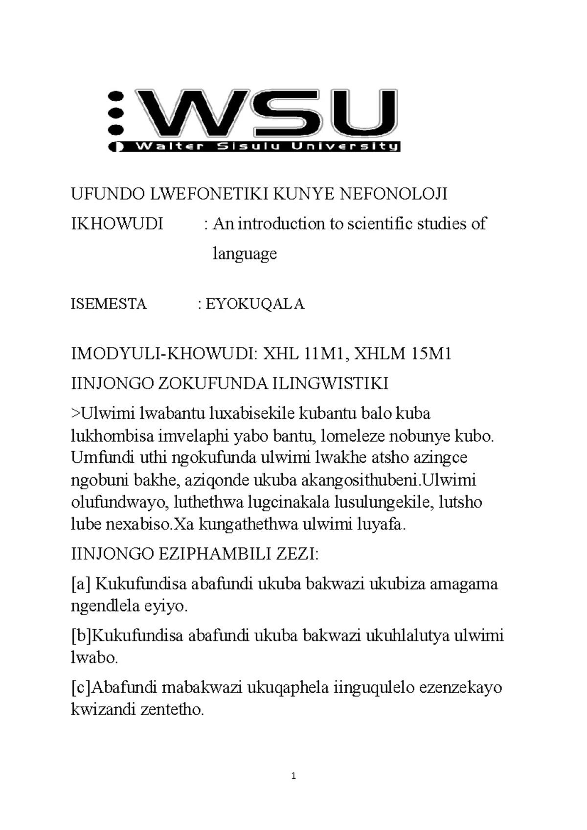 Isixhosa Lesson Plan: Umbongo for Grade 6 (UFH 2022) - Studocu