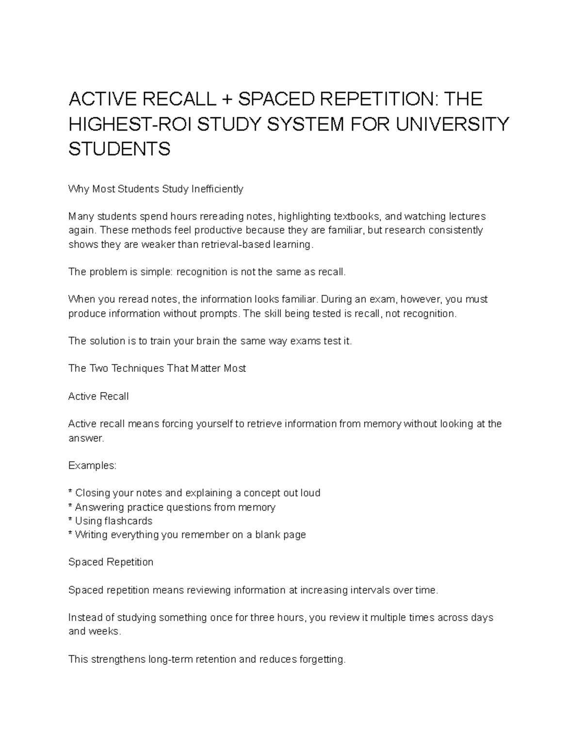 Active Recall & Spaced Repetition: The Ultimate Study System for Uni ...