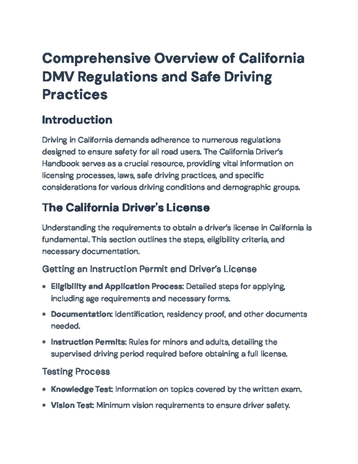California DMV Regulations and Safe Driving Practices Guide ...