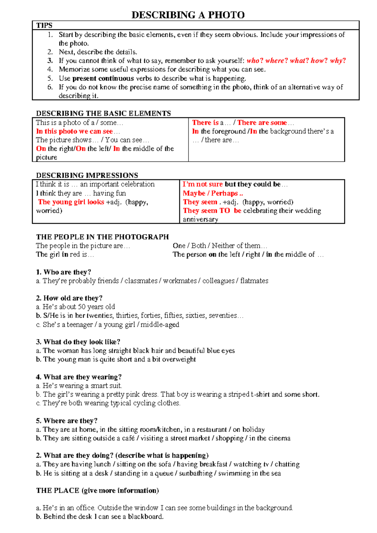 Tips for Describing a Photo: A Guide to Effective Imagery - Studocu