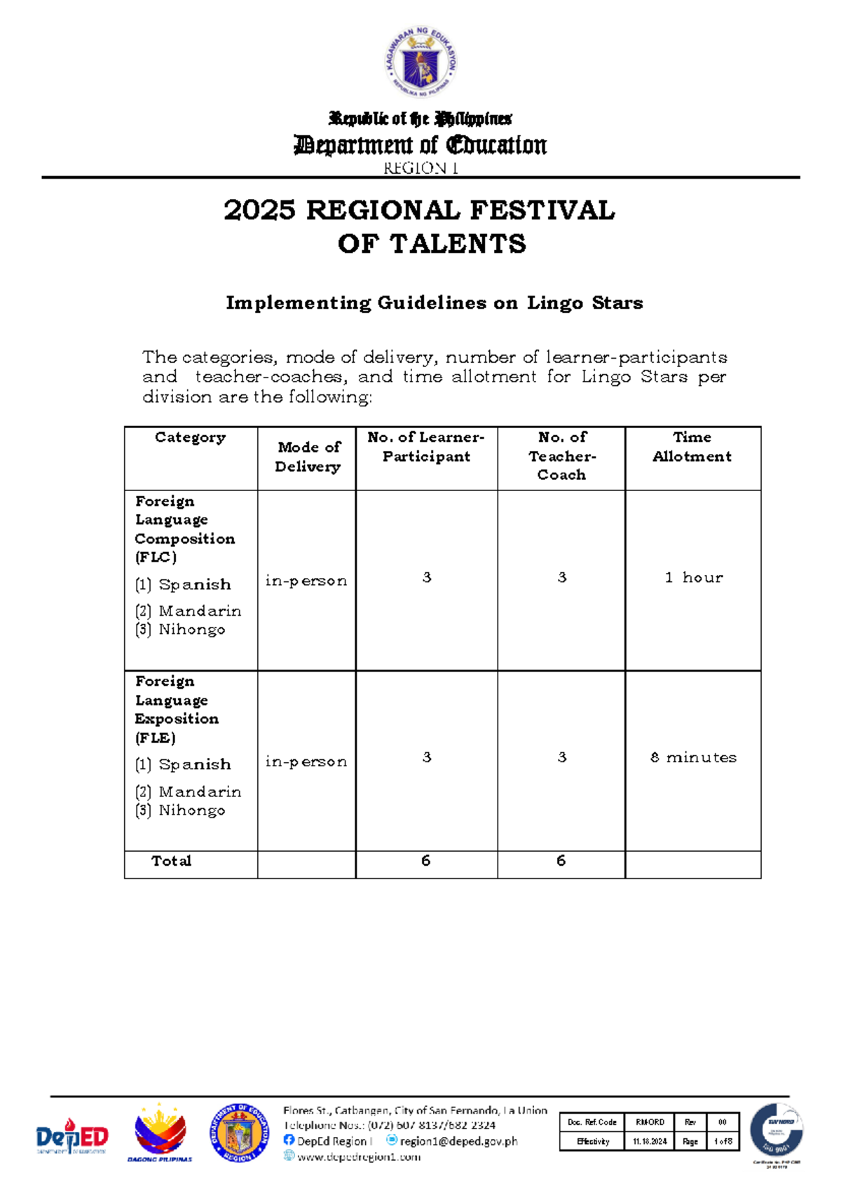 Lingo-STAR Guidelines for 2025 Regional Festival of Talents - Studocu
