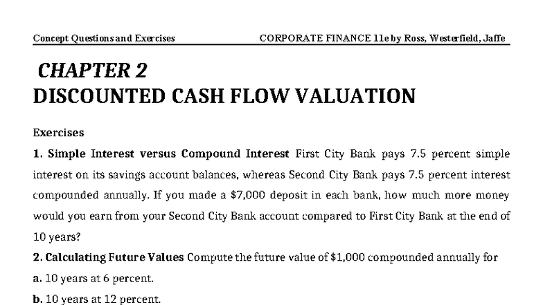 Chapter 2 - Time Value of Money: Concept Questions & Exercises ...