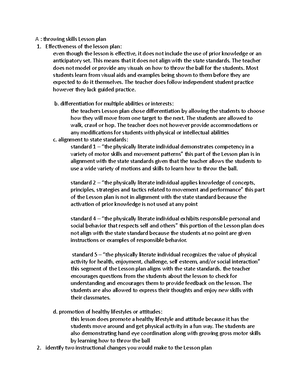 PE Health ED. Lesson PLAN - LPM1 — LPM1 TASK 1: PE/HEALTH ED. LESSON ...