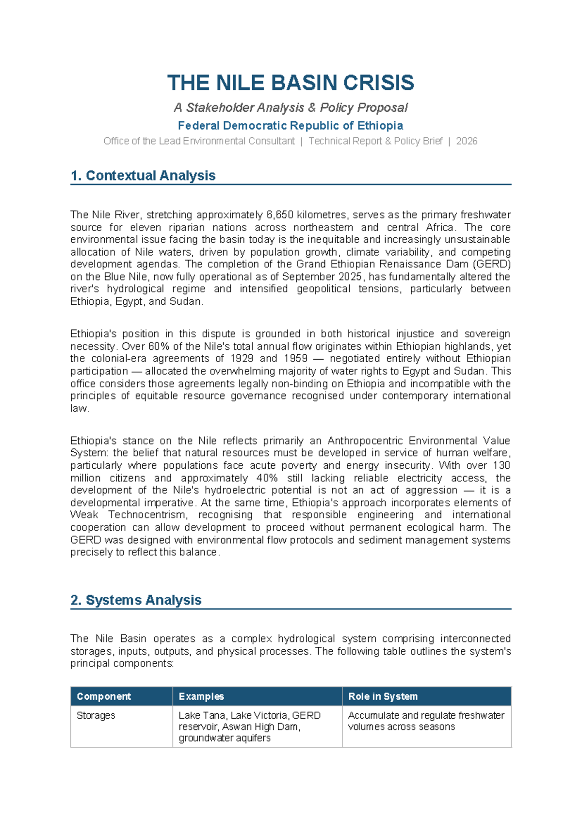 Nile Basin Crisis: Stakeholder Analysis & Policy Proposal (2026) - Studocu