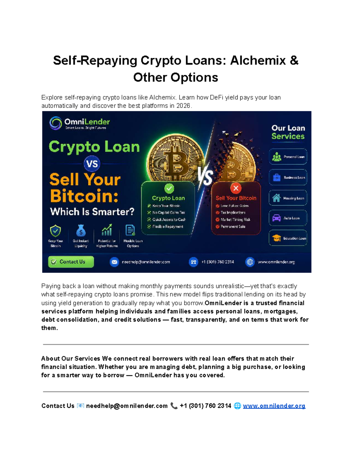 Self-Repaying Crypto Loans: Alchemix & Alternatives Explained - Studocu