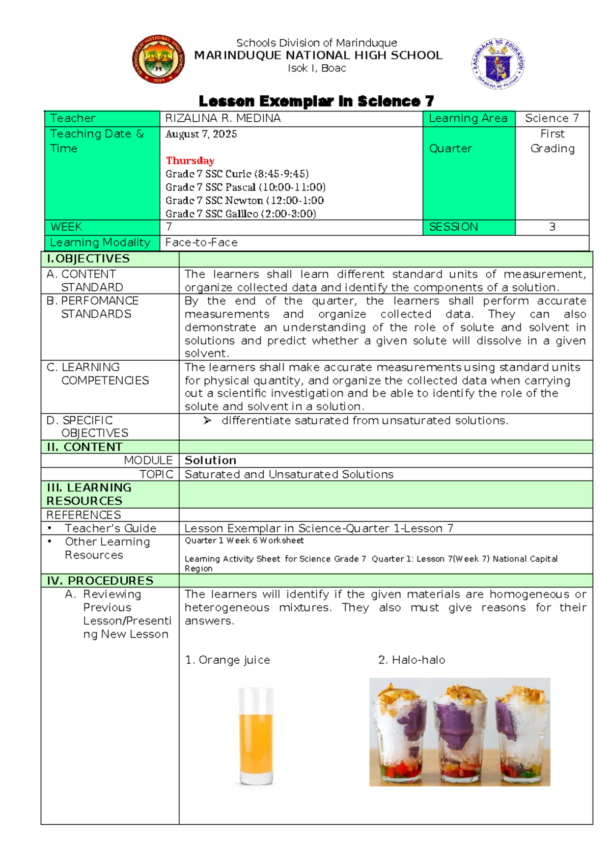 DLL Solutions 3 for Science 7: Understanding Saturated & Unsaturated ...
