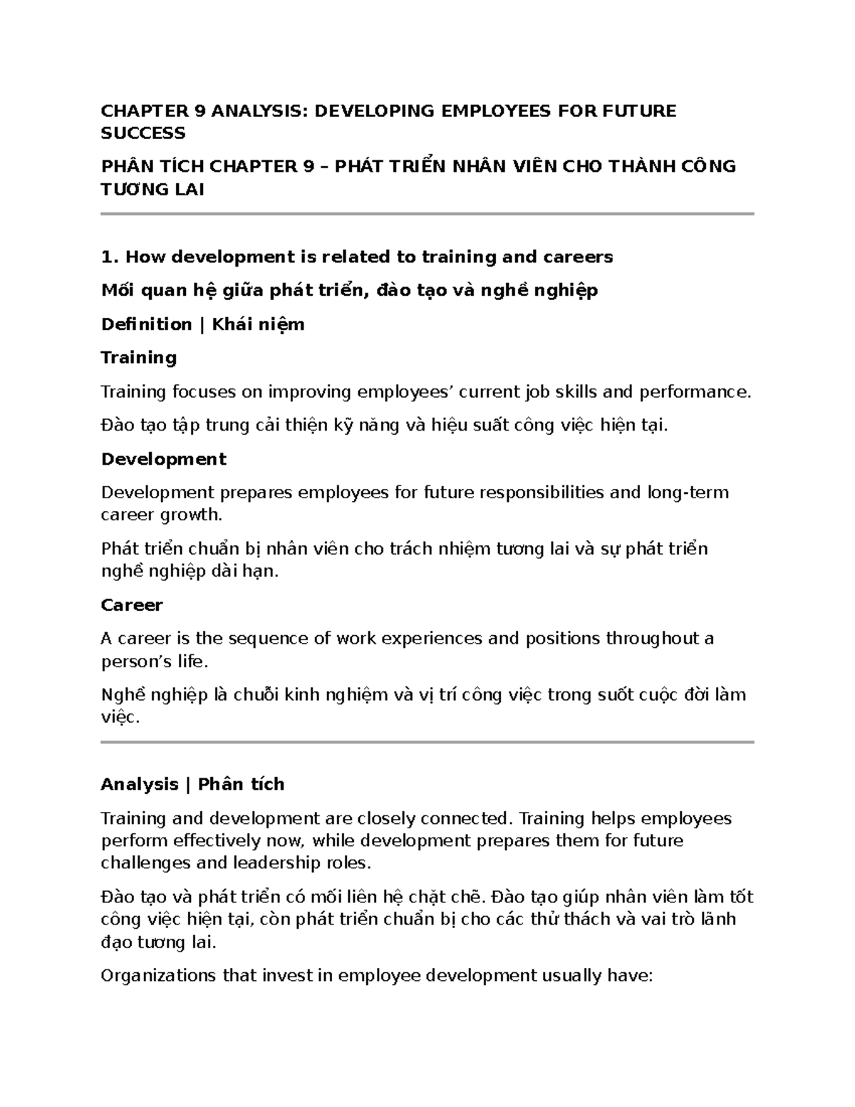 CHAPTER 9 ANALYSIS: EMPLOYEE DEVELOPMENT FOR FUTURE SUCCESS - Studocu