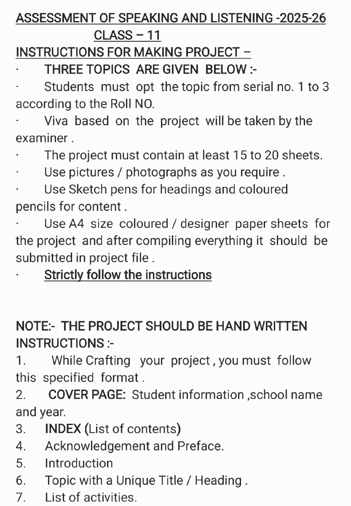 ASL Class XI 2025-26: Project Guidelines & Topic Instructions - Studocu