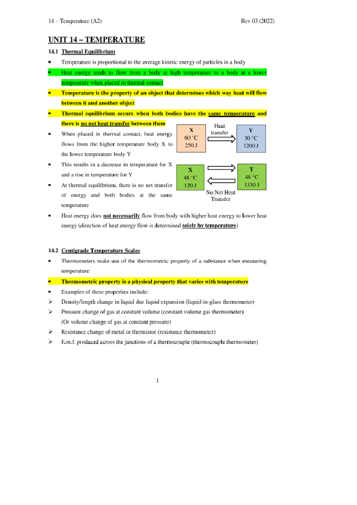 Unit 14 Temperature (A2) Complete Study Notes and Revision Guide - Studocu
