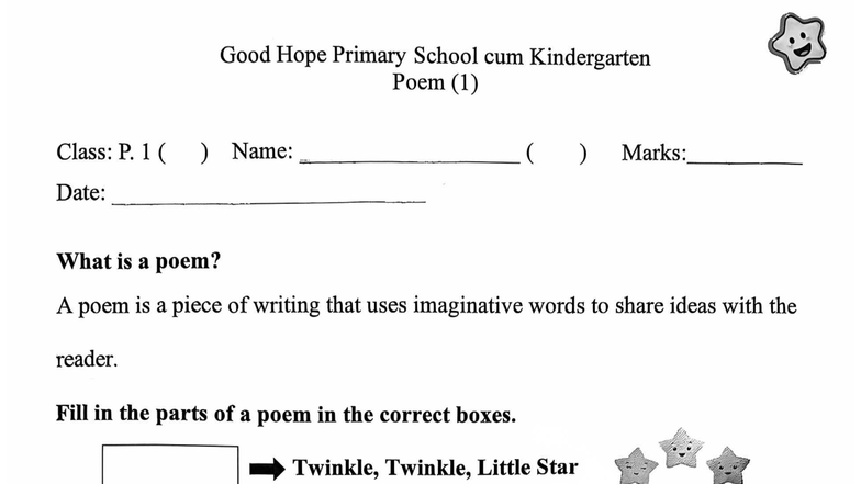 P1 Eng Poem Analysis & Activities - Good Hope Primary School - Studocu