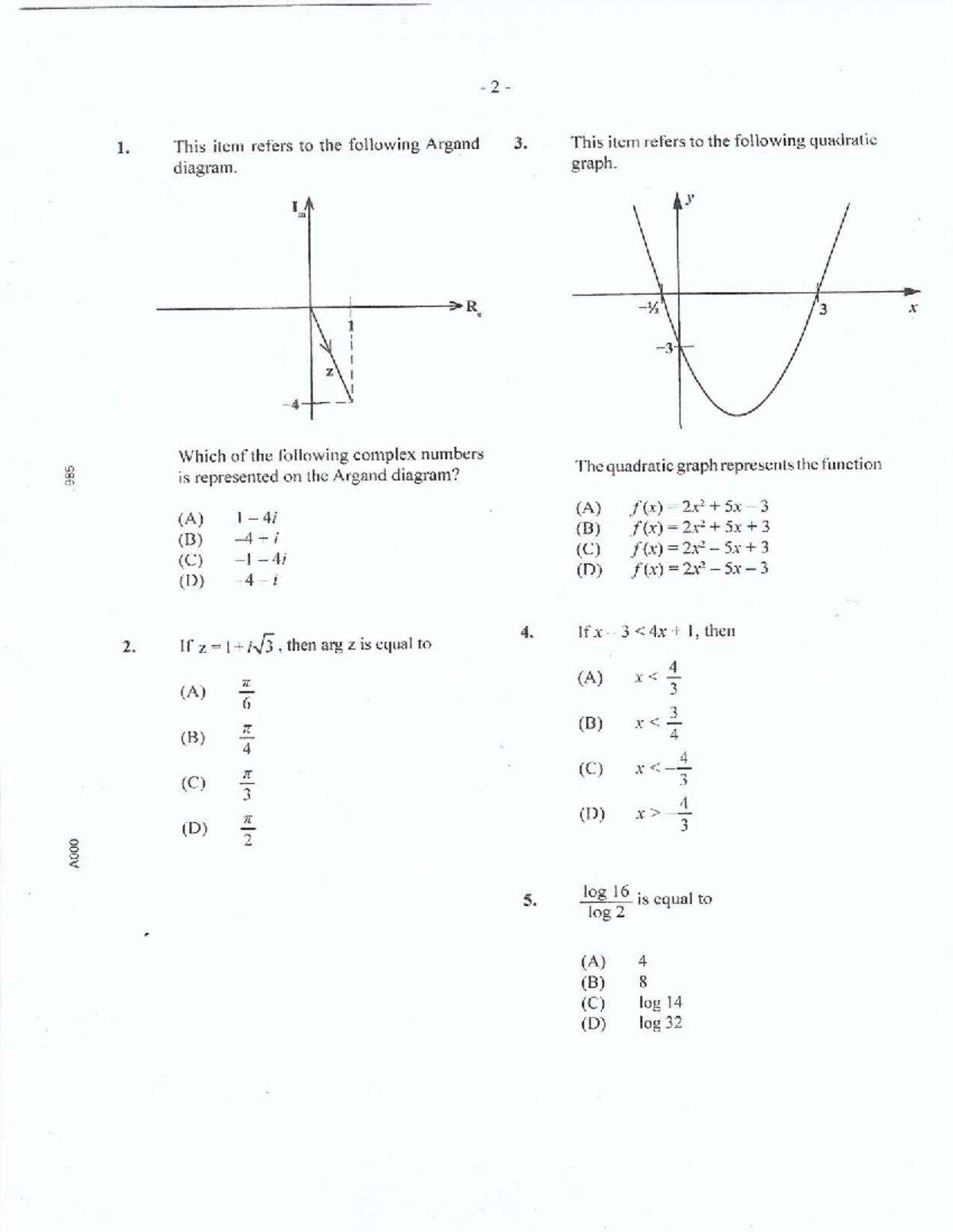 Integrated Maths 2019 P1: Argand Diagrams and Quadratic Functions - Studocu