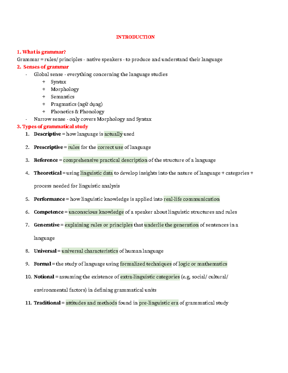 Grammar Principles and Types of Study (ENG 101) - Studocu