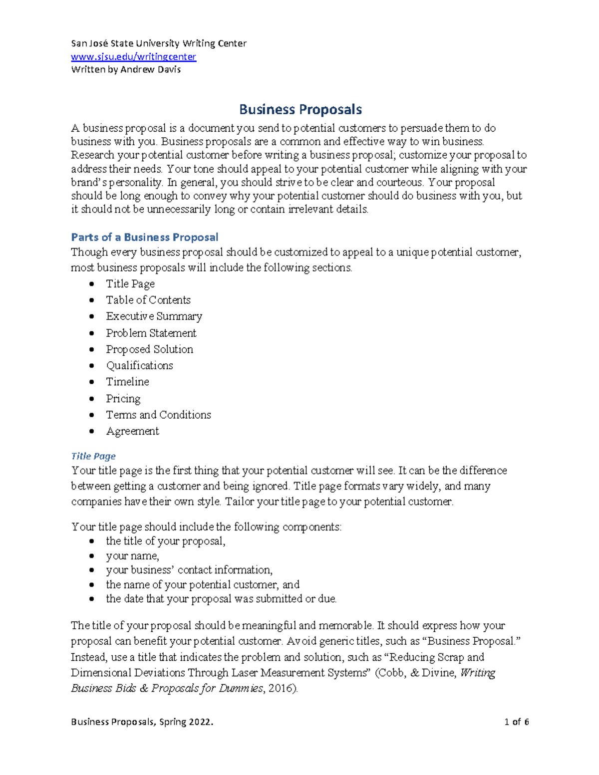 Business Proposals: Essentials for Effective Document Creation - Studocu