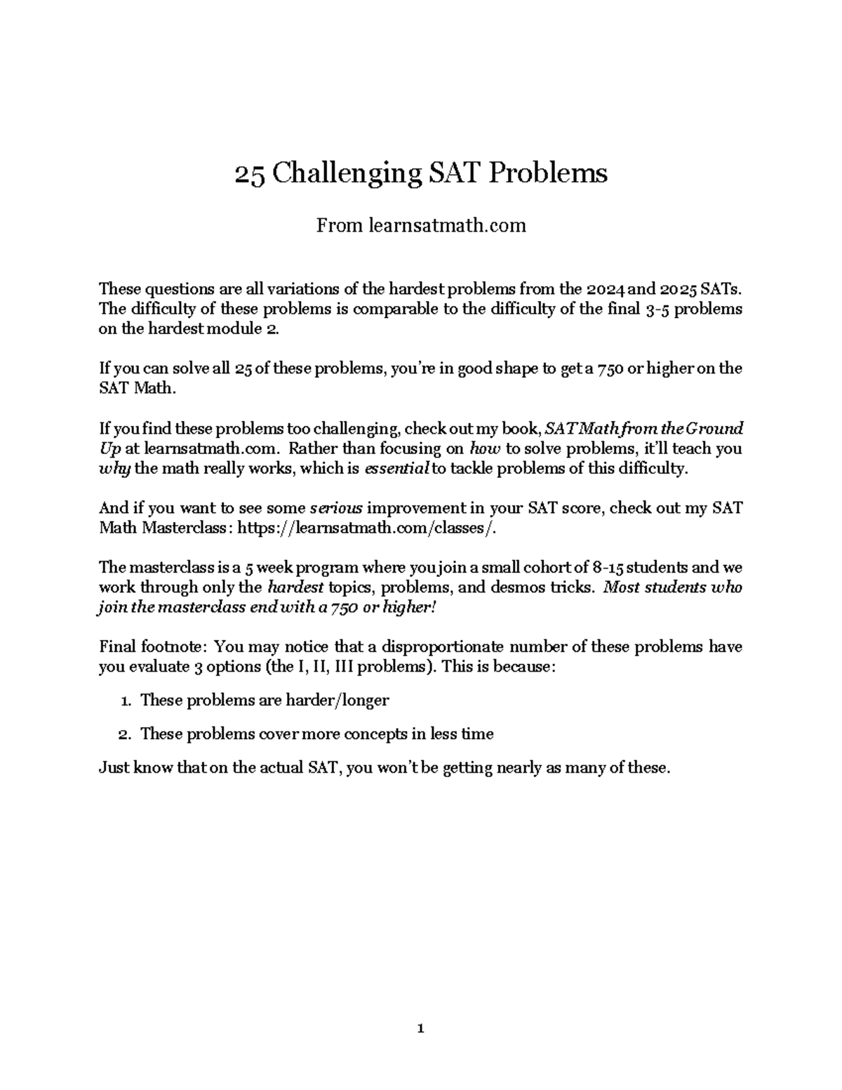 25 Challenging SAT Math Problems for 2024-2025 Prep - Studocu