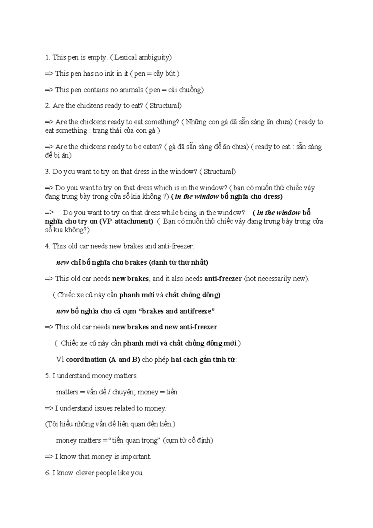 Lexical and Structural Ambiguity Examples (ENG 101) - Studocu