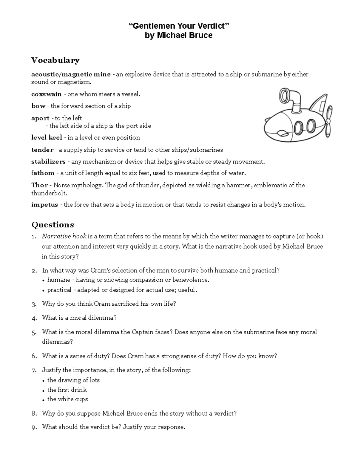 Gentlemen Your Verdict (ENG 201): Vocabulary & Analysis Questions - Studocu