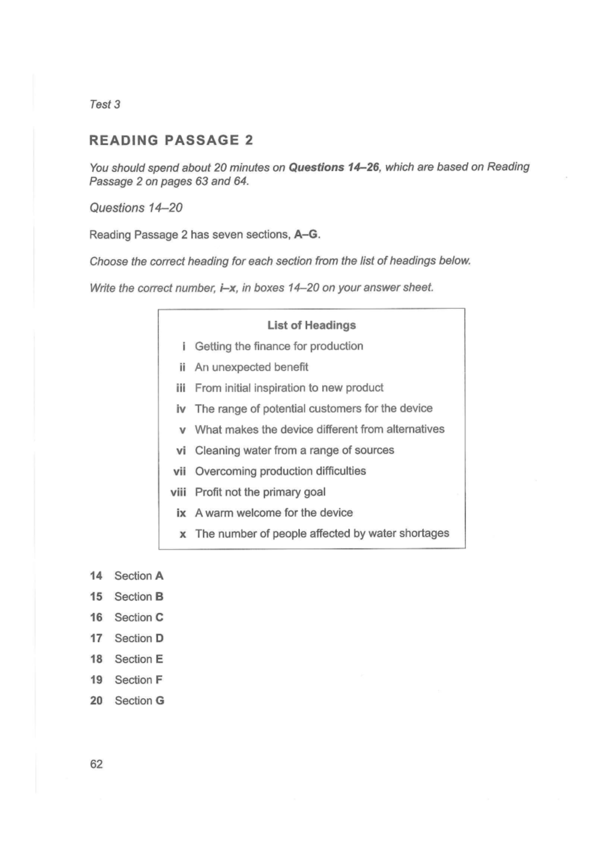 Matching Headings Exercise - CAM 15 for Reading Passage 2 - Studocu
