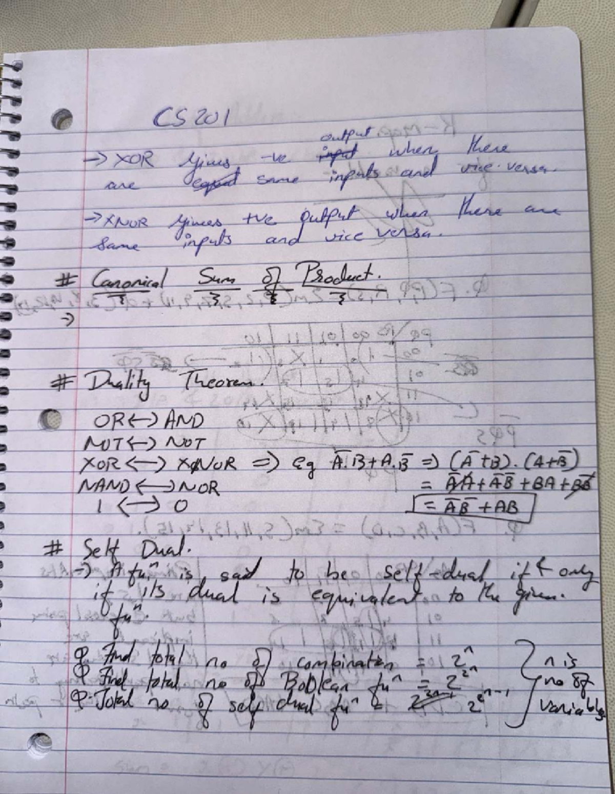 CS201 Final Exam Notes on Logic Circuits and Duality - Studocu