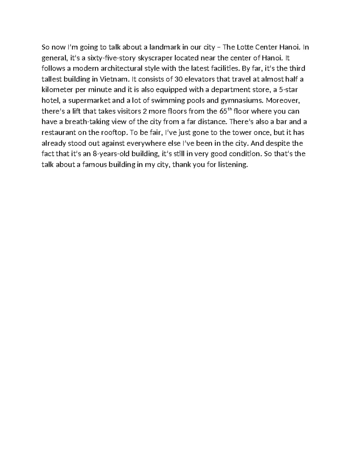 Exploring the Lotte Center Hanoi: A Modern Skyscraper - Studocu