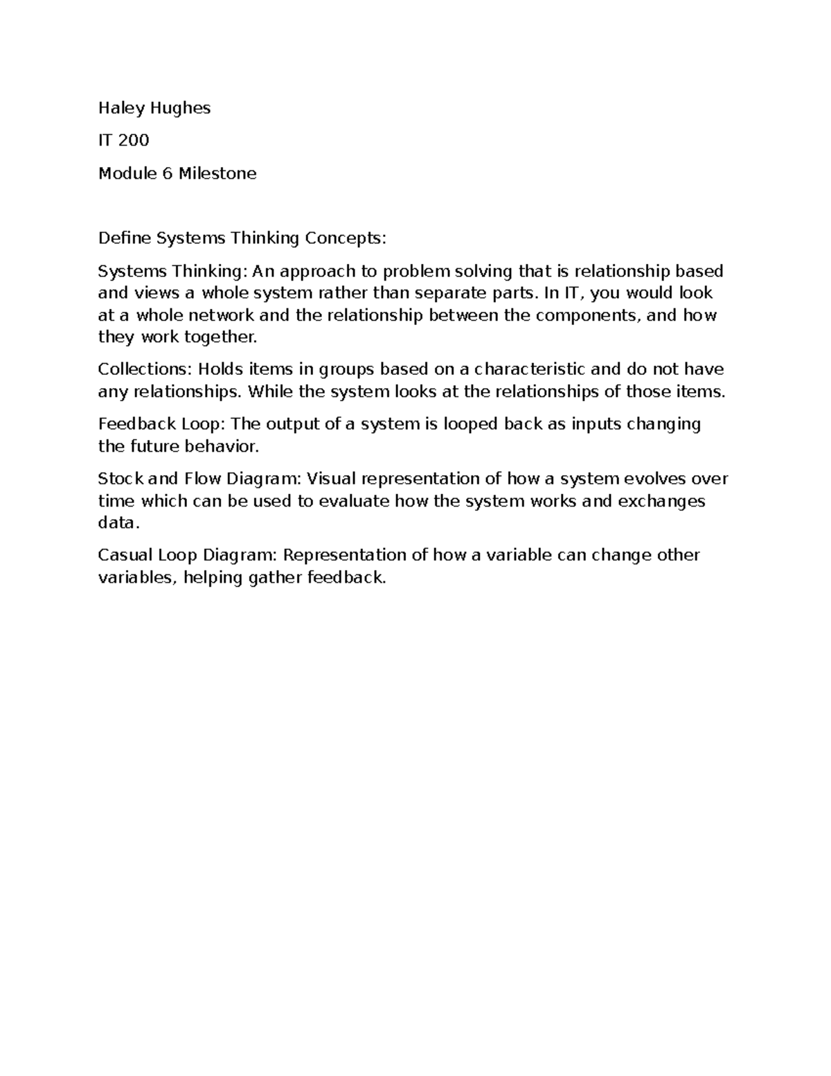 IT 200 Module 6 Milestone: Understanding Systems Thinking Concepts - Studocu