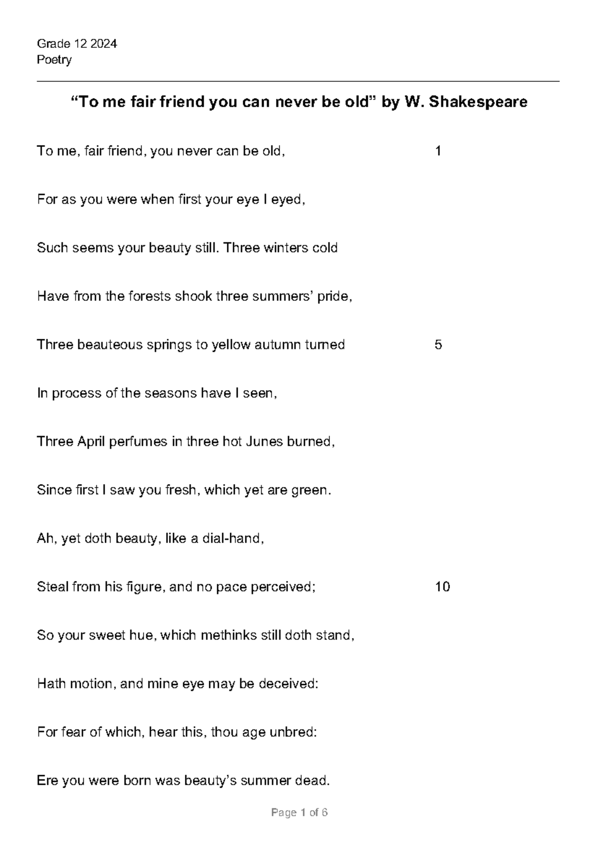 **Title:** Grade 12 202: Analysis & Insights on Shakespeare's Sonnet ...