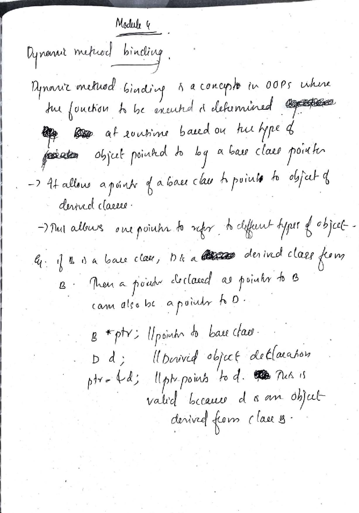 PPL Module 4 Notes: Dynamic Method Binding in OOP Concepts - Studocu
