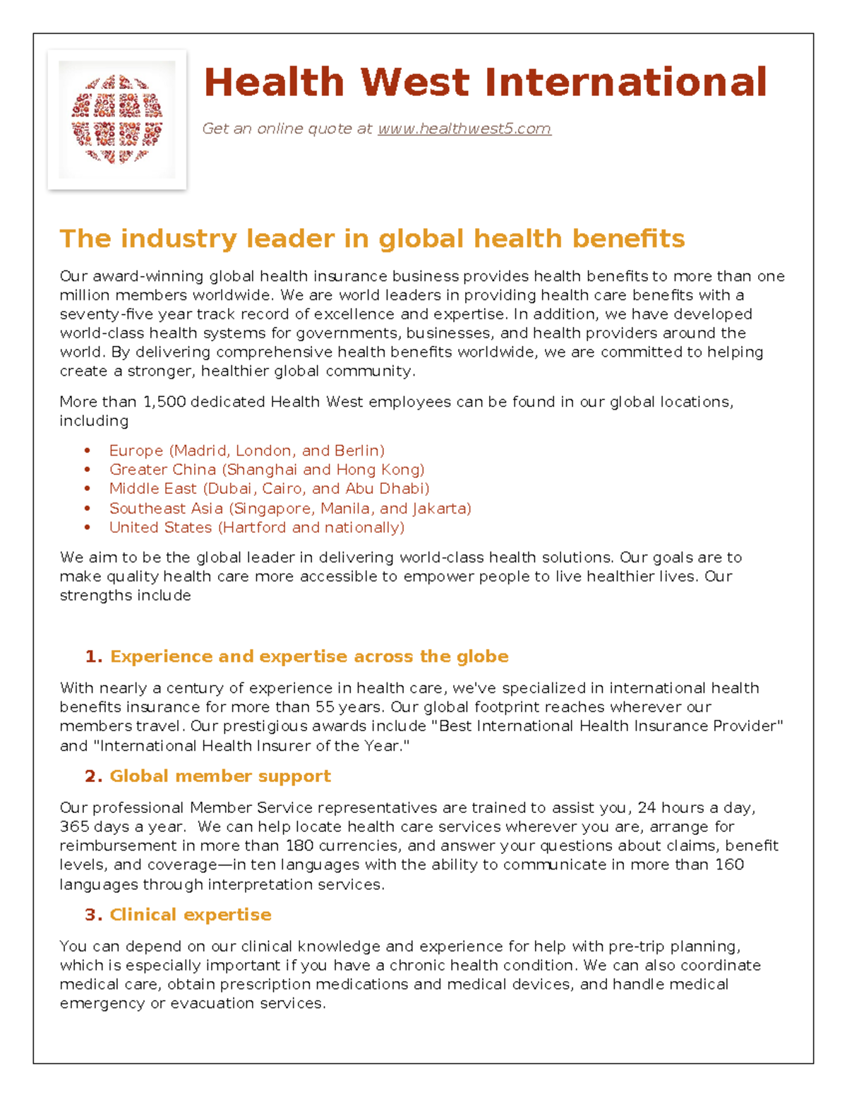 IL WD 1 Health West - Global Health Benefits Overview - Studocu
