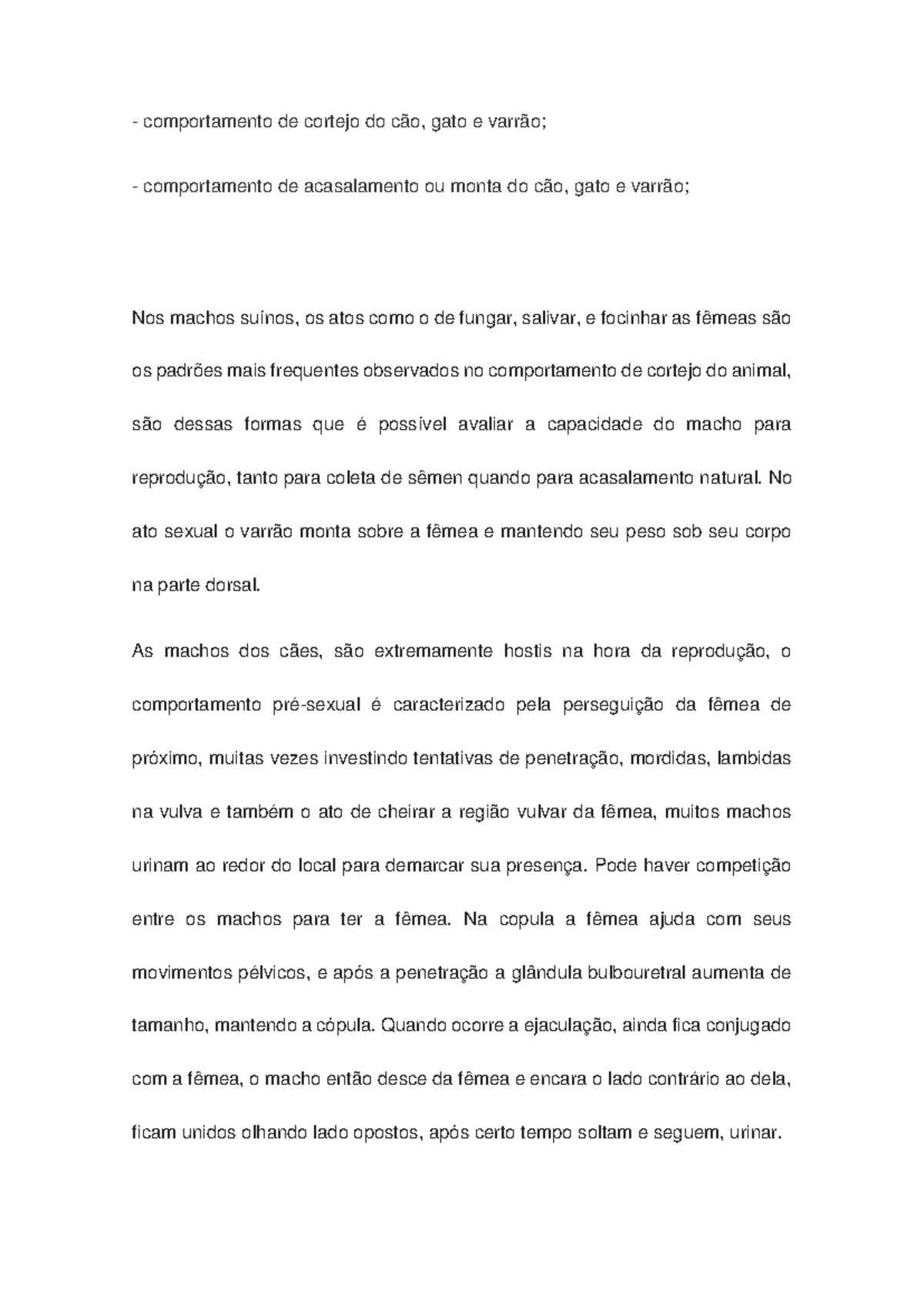 Gato e suino - comportamento de cortejo do cão, gato e varrão ...