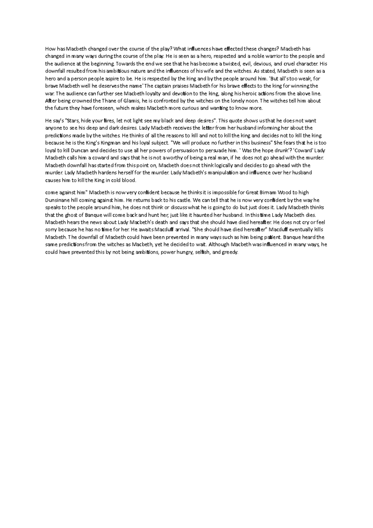 Macbeth Transformation: Influence of Ambition and Manipulation Essay ...