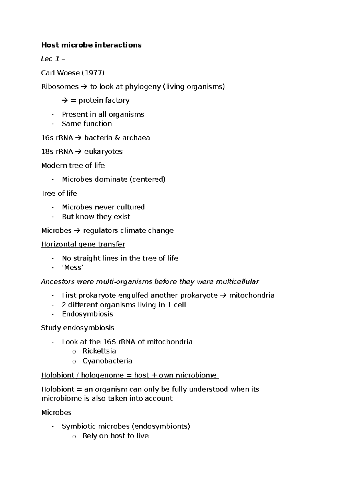 Host-Microbe Interactions: Lec 1 Overview and Key Concepts - Studeersnel