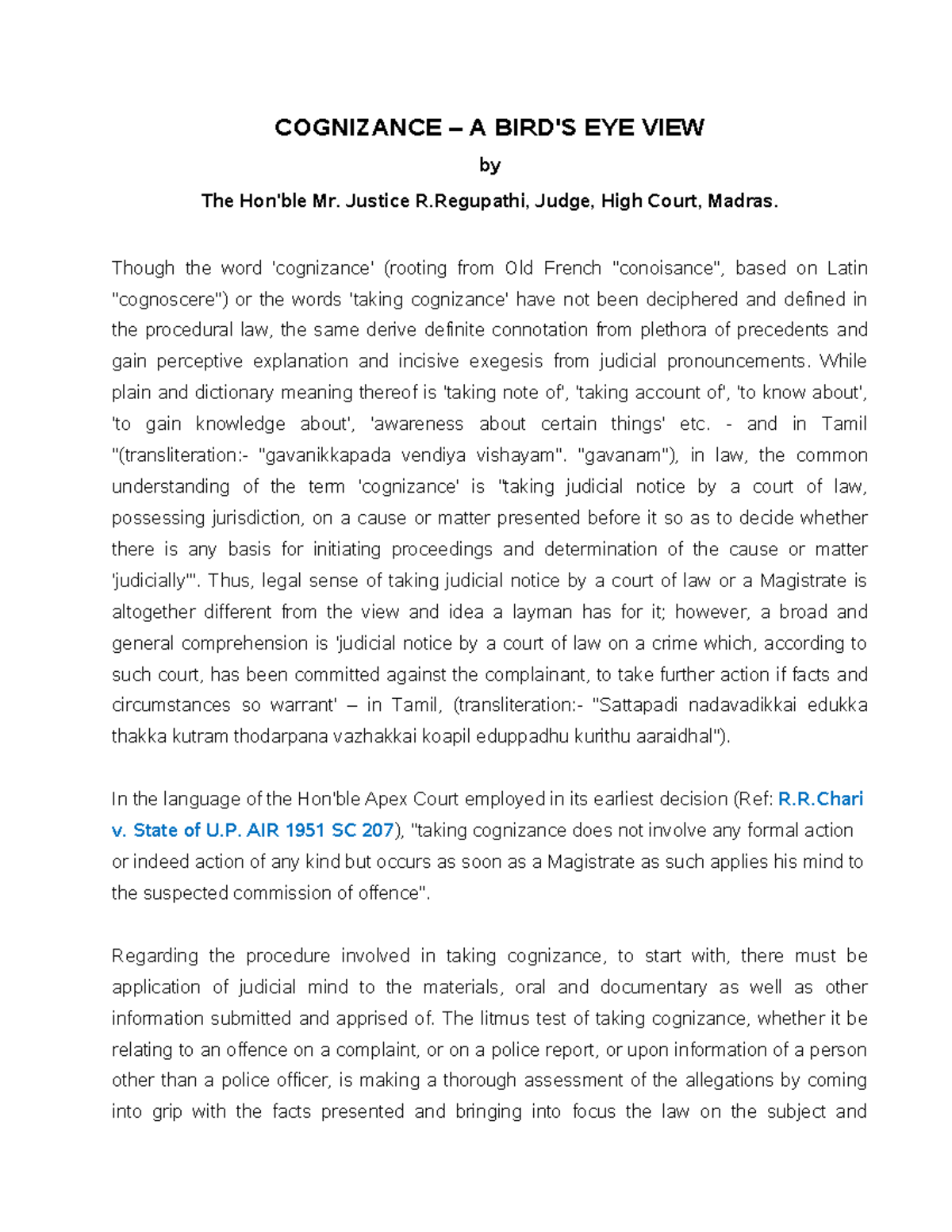 COG 101: Understanding Judicial Cognizance in Legal Proceedings - Studocu
