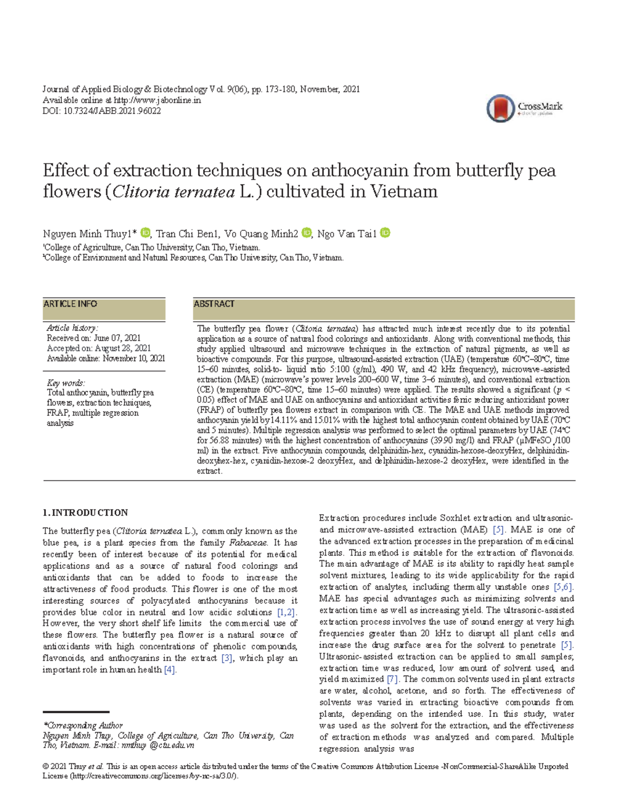 Effect of Extraction Techniques on Anthocyanin from Butterfly Pea ...