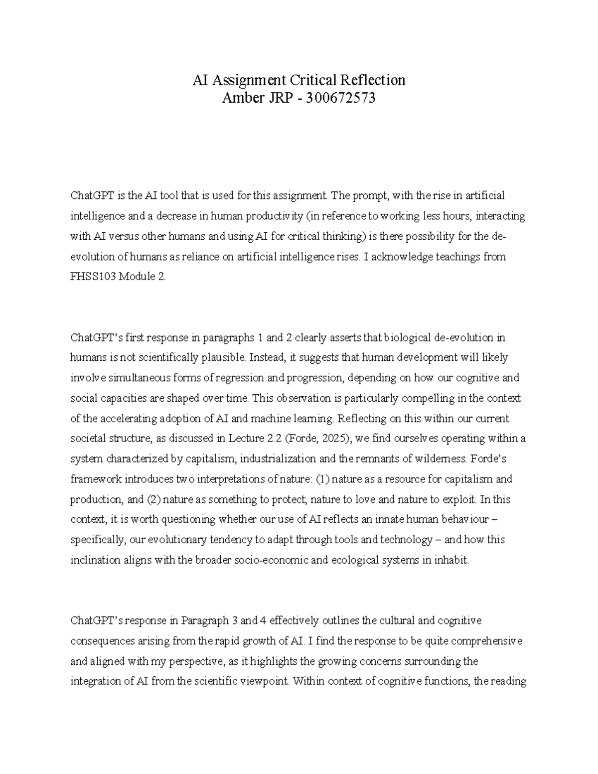 AI Assignment Critical Reflection: The Impact of AI on Human Evolution ...