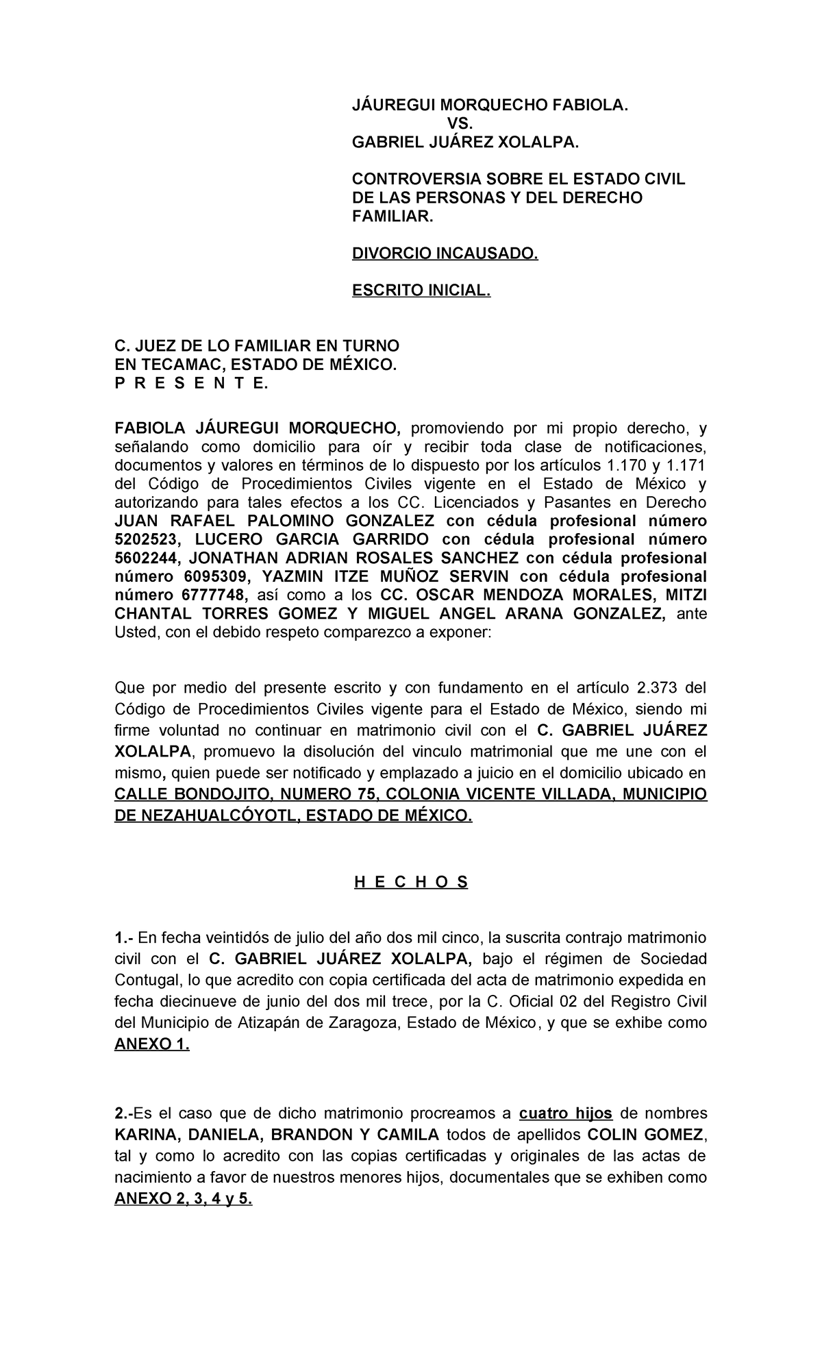 Divorcio Incausado: Caso Fabiola Jáuregui vs. Gabriel Juárez (Estado de ...