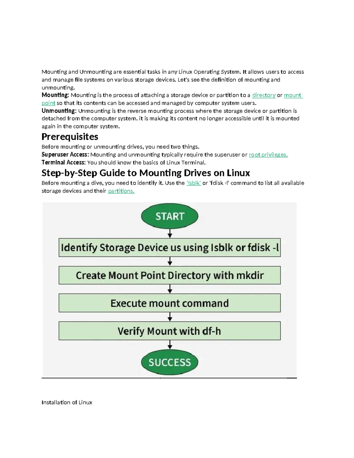 Linux OS: Guide to Mounting & Unmounting Drives - Studocu