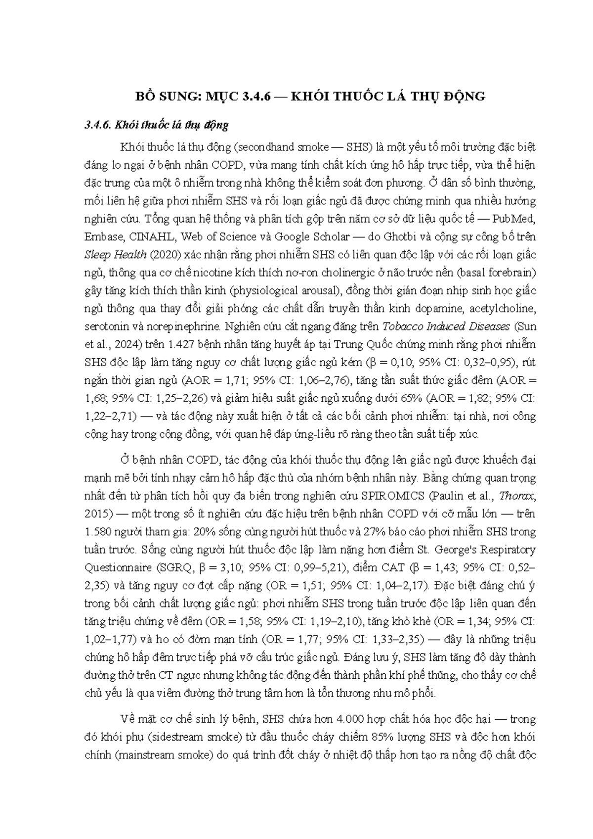 MỤC 3.4.6: KHÓI THUỐC LÁ THỤ ĐỘNG VÀ ẢNH HƯỞNG ĐẾN COPD - Studocu