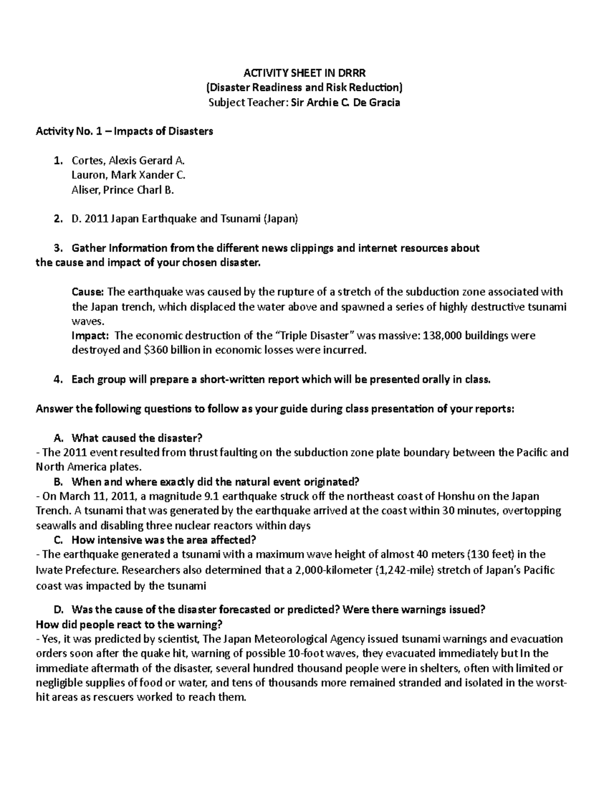 Activity- Sheet-IN-DRRR-ex1 - ACTIVITY SHEET IN DRRR (Disaster ...