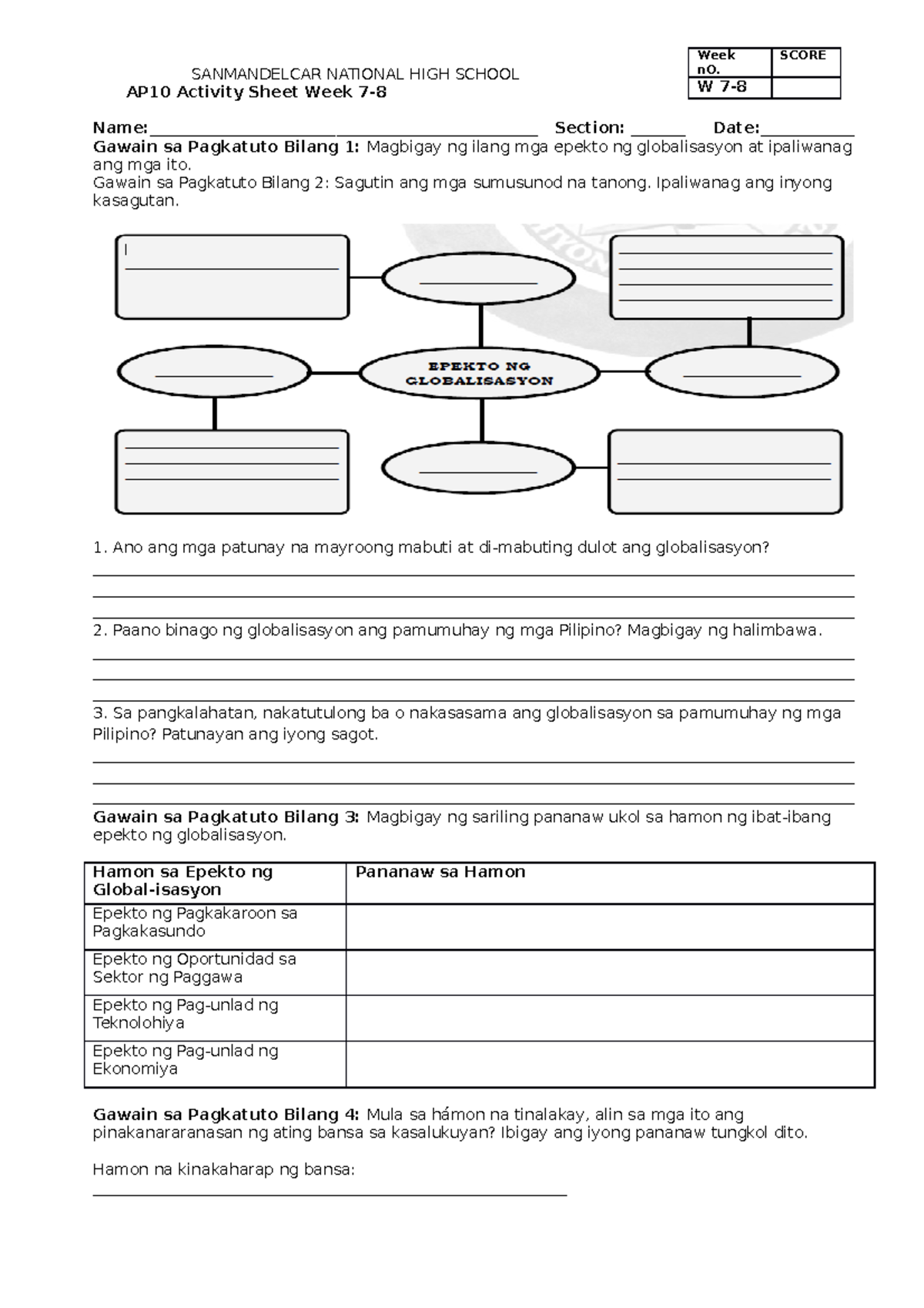 Ap10 activity sheet week 7-8 - SANMANDELCAR NATIONAL HIGH SCHOOL AP10 ...